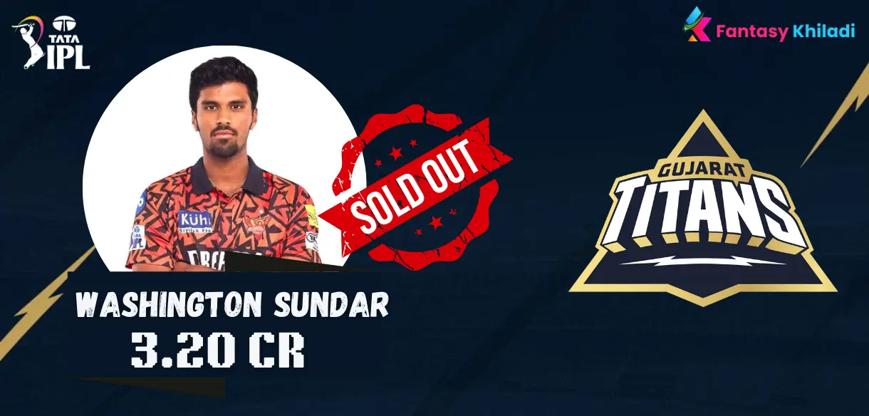 Washington Sundar IPL 2026 Team, Price, Salary, Wickets, Career Stats