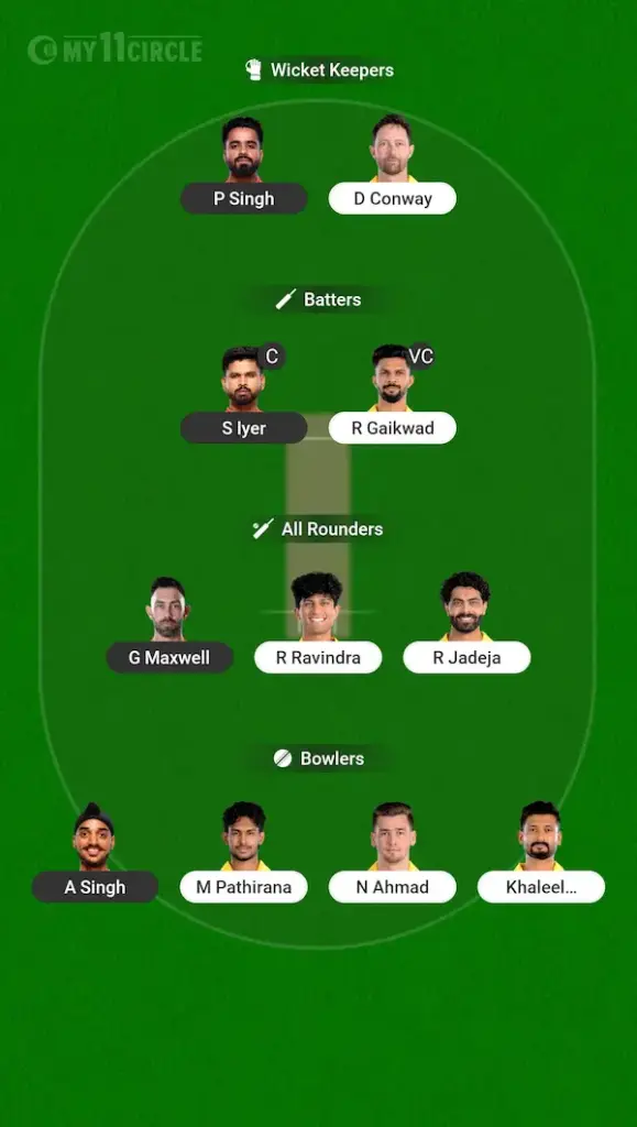 PUN vs CHE Dream11 Prediction, Player Stats IPL Match 22nd 2025