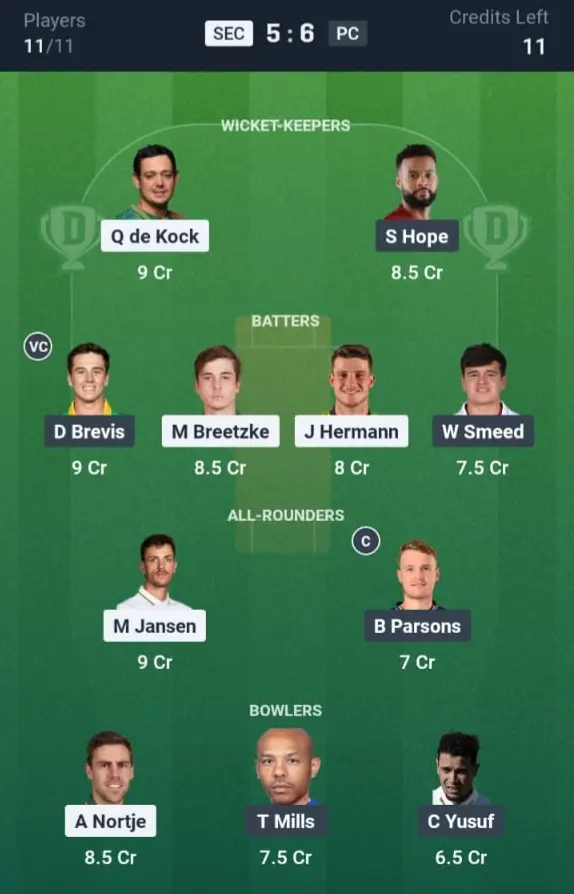 SEC vs PC Dream11 Prediction Today Match 5, Player Stats, Playing XI ...