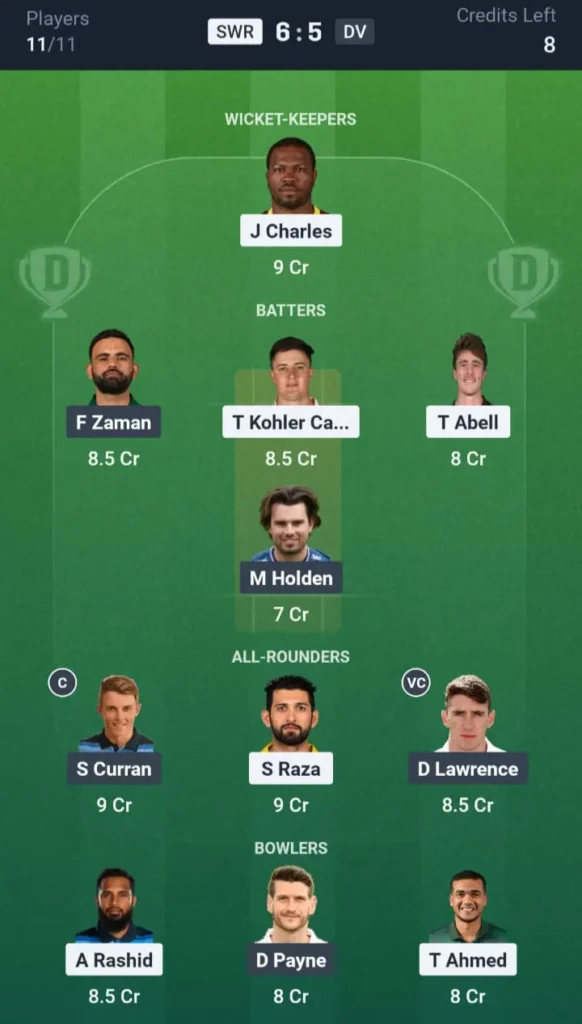 SWR vs DV Dream11 Prediction Today Match 28, Player Stats, Playing XI ...